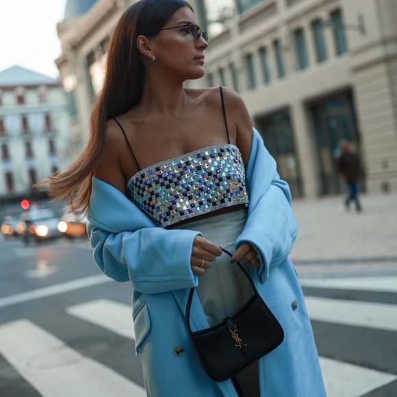 Zara | Tops | Zara Shimmery Sequin Applique Crop Top | Poshmark